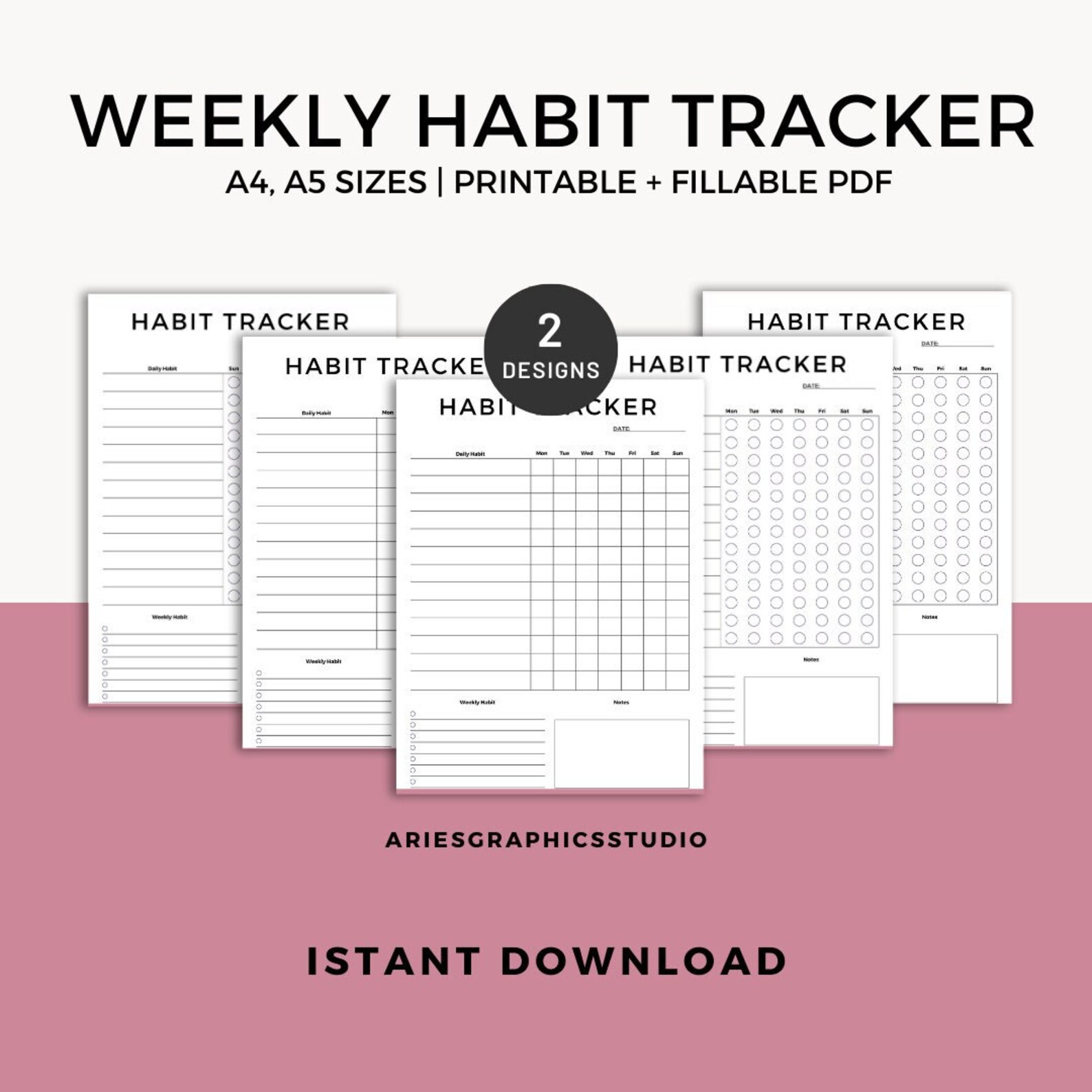 Weekly Habit Tracker Printable, Habit Tracker Template, Routine Tracker ...