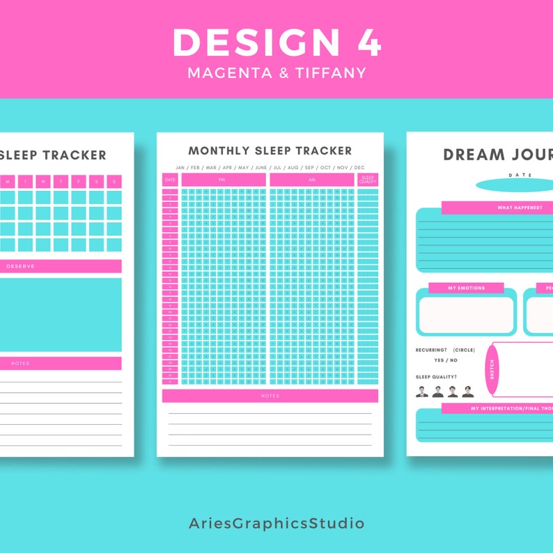 Printable Sleep Tracker Dream Journal Monthly / Weekly Sleep Log ...