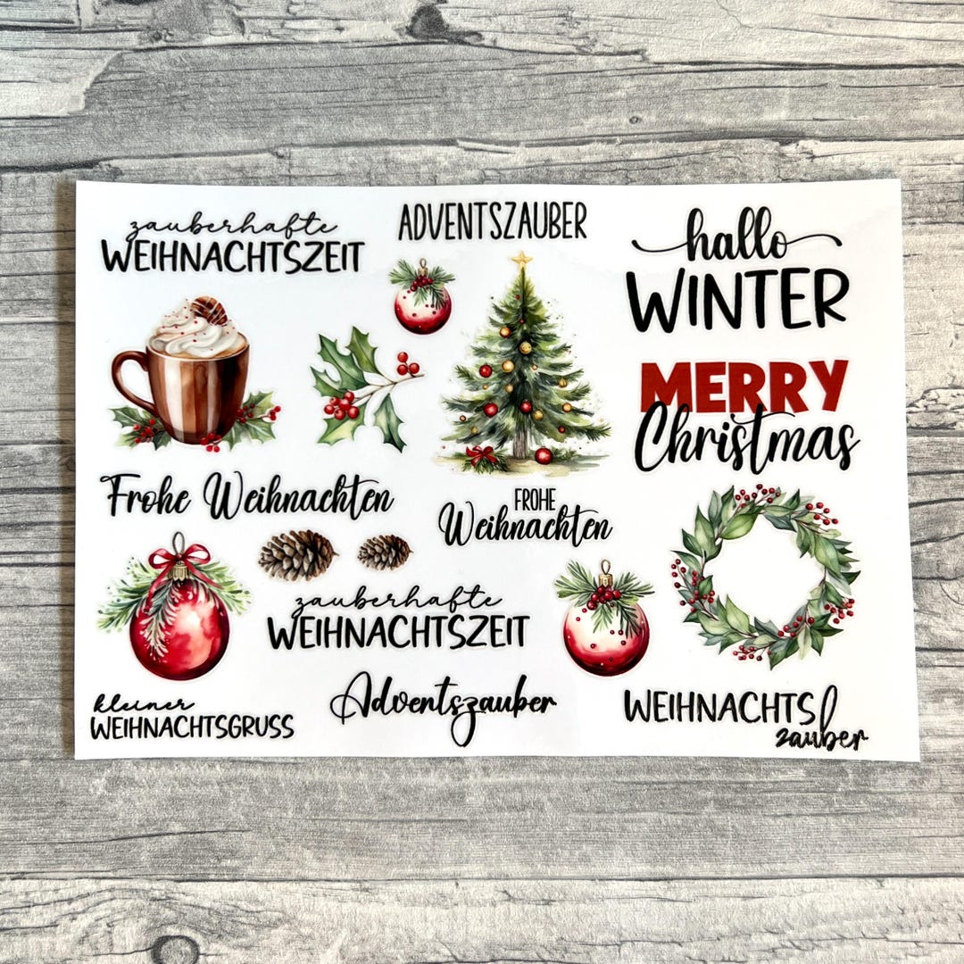 Rub-on I Rubon, RANDLOS, WEIHNACHTSGRUSS, A5, Bunt/farbig, Rubon, Rub Ons, Z.b. F. Raysin ...