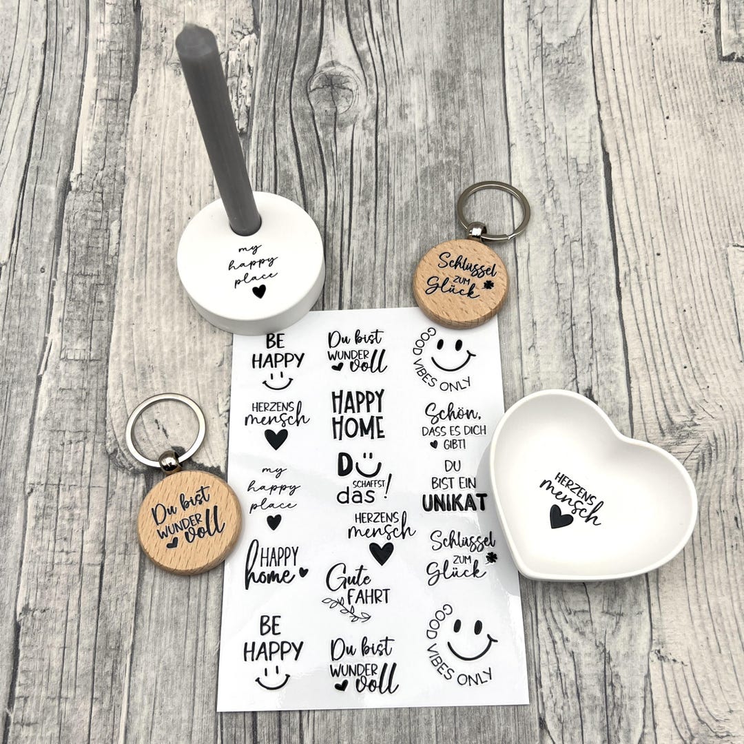Rub-on I Rubon, RANDLOS, HAPPY, A6, Schwarz, Rubon, Rub Ons, Z.b. F ...