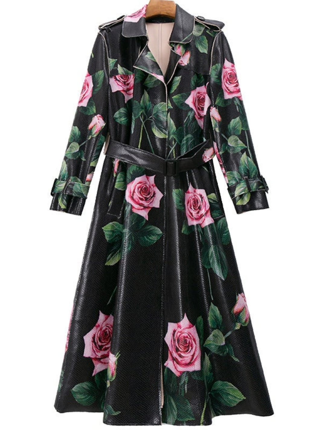 Italian Designer Black Roses Print Handmade Overcoat / Trench Coat - Etsy