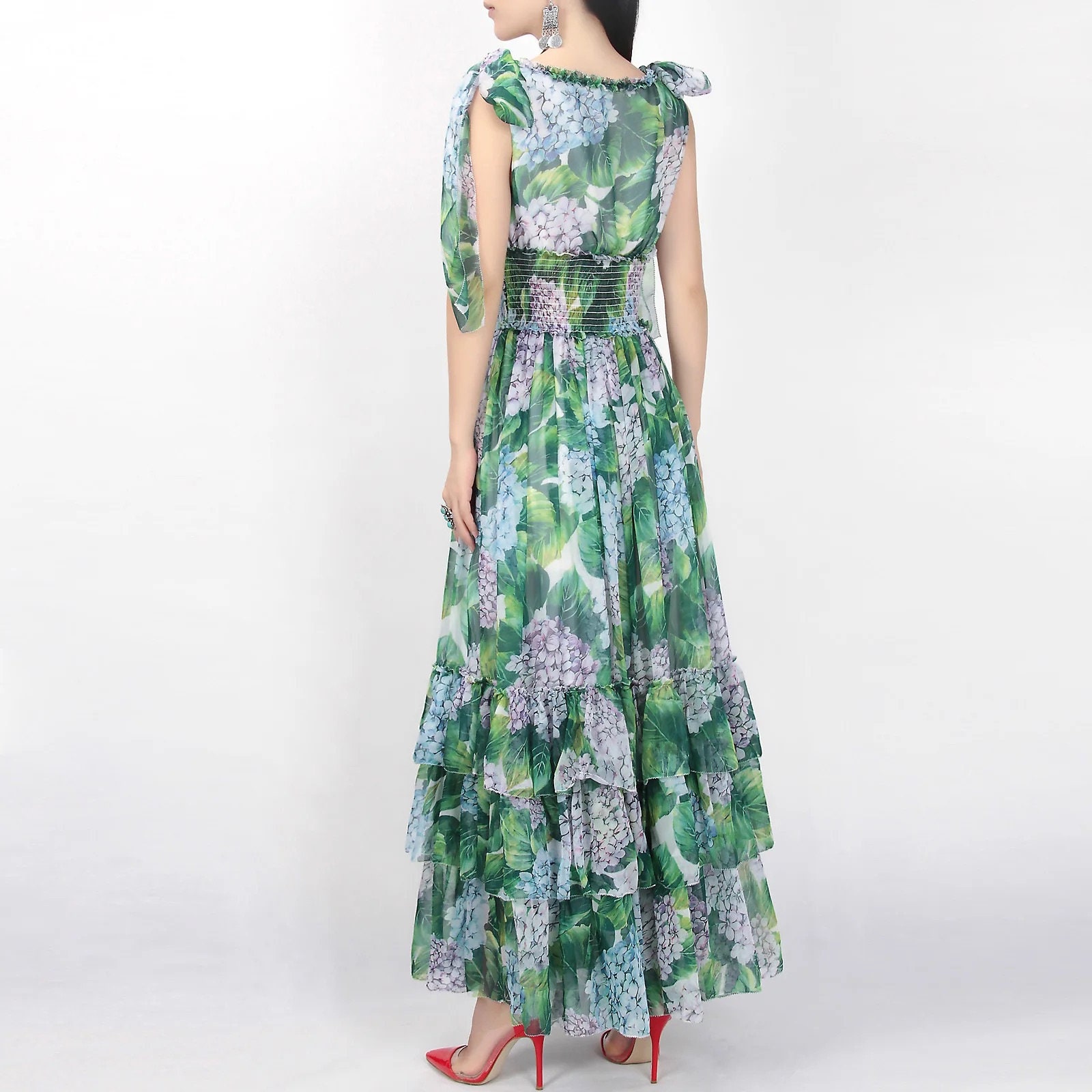 Handmade Italian Designer Hydrangea Print Sleeveless Dress - Etsy