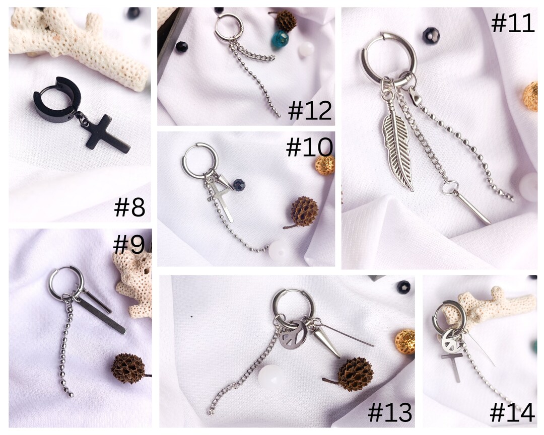 BTS K-pop / Korean Lobe Long Dangle Hoop Hinged Huggie Earring Piercing ...