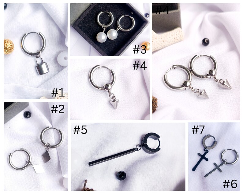 BTS K-pop / Korean Lobe Short Dangle Hoop Hinged Huggie Earring ...