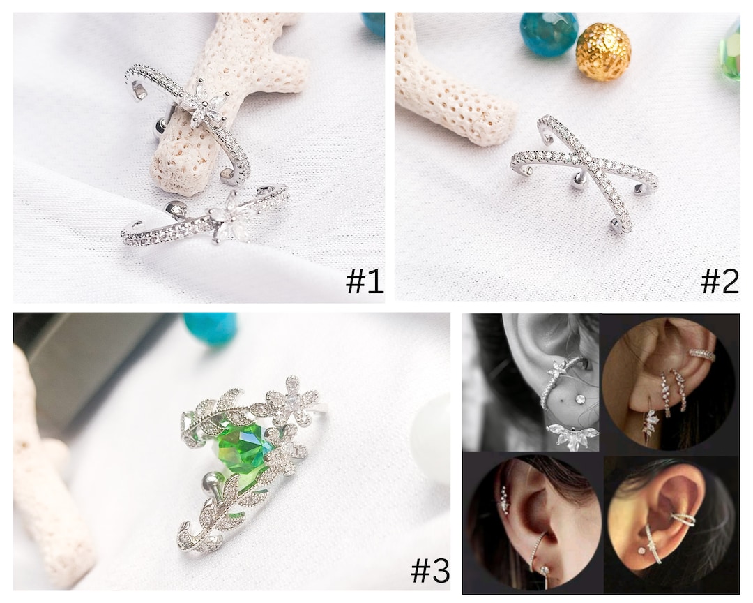 Cuff / Wrap Conch Style Stud Piercing / Earring / Helix / Lobe/ Pinna ...