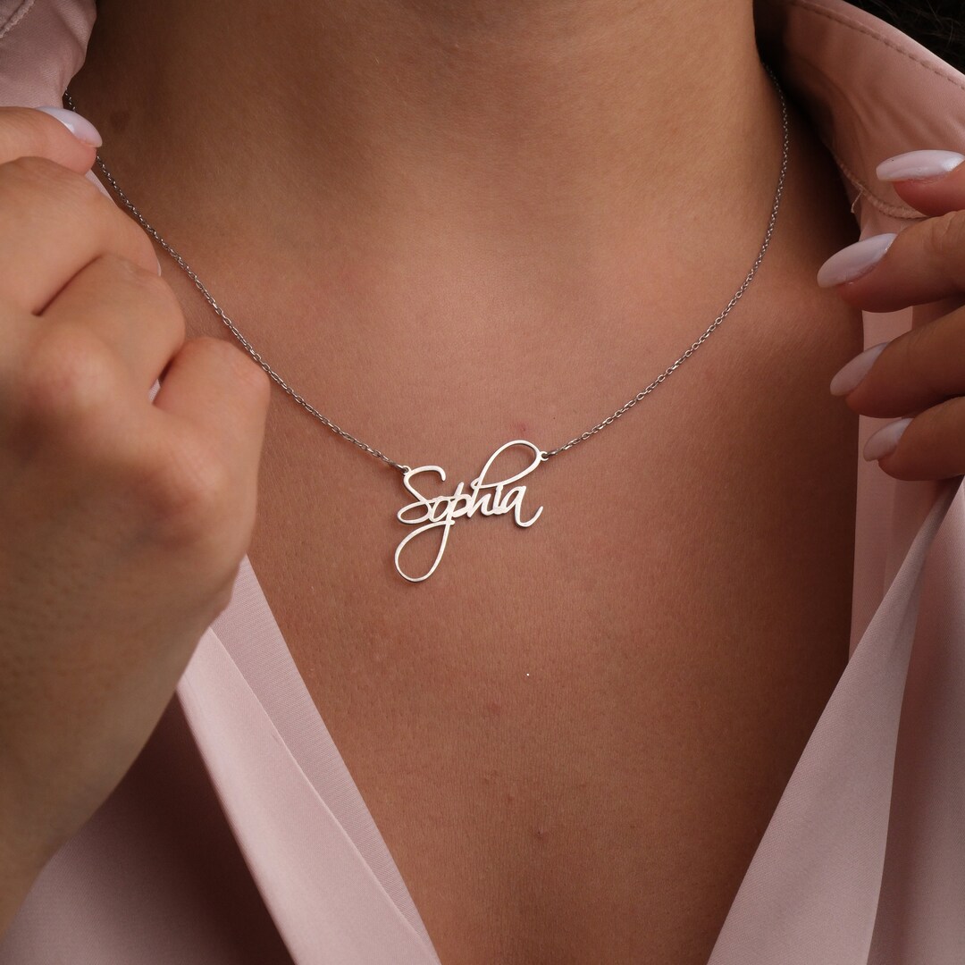 14K Solid Gold Handmade Name Necklace, Customizable Gold Name Jewelry ...