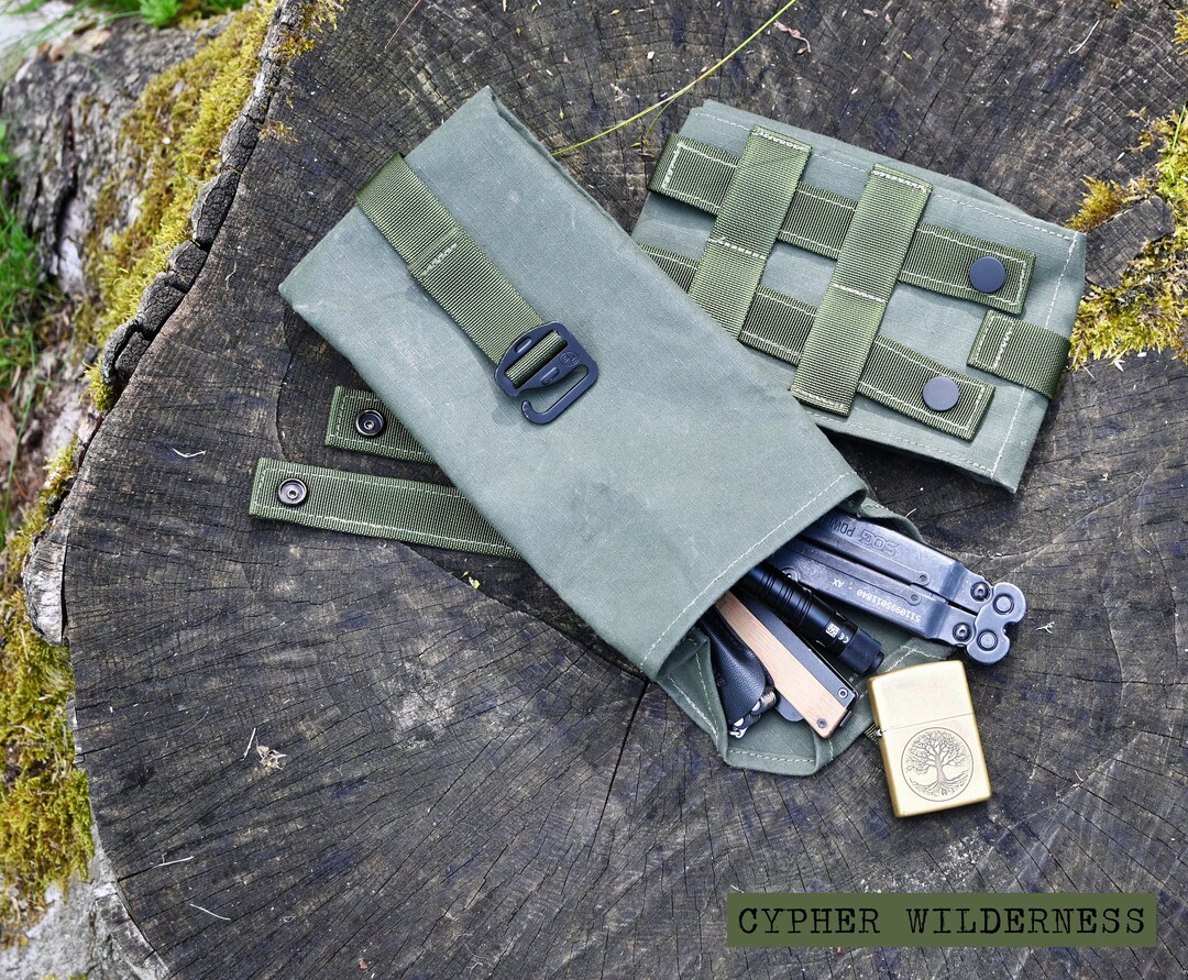 Collapsible Molle Pouch - Dry Waxed Canvas in Ranger Green - Etsy