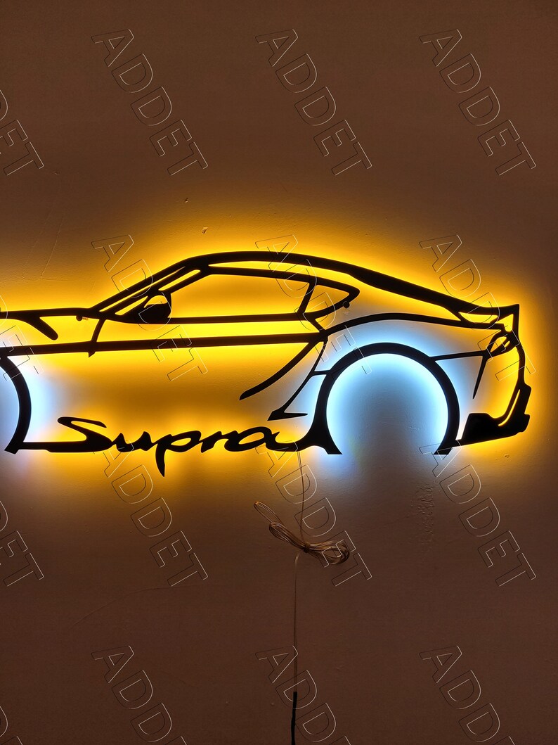 Custom Car Handmade Design LED Metal Wall Art, Led Lightning Metal Wall ...