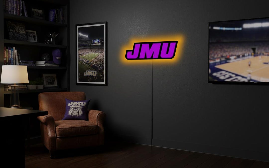 JMU LED Wall Art - James Madison University Dukes Logo Dorm Room Decor ...