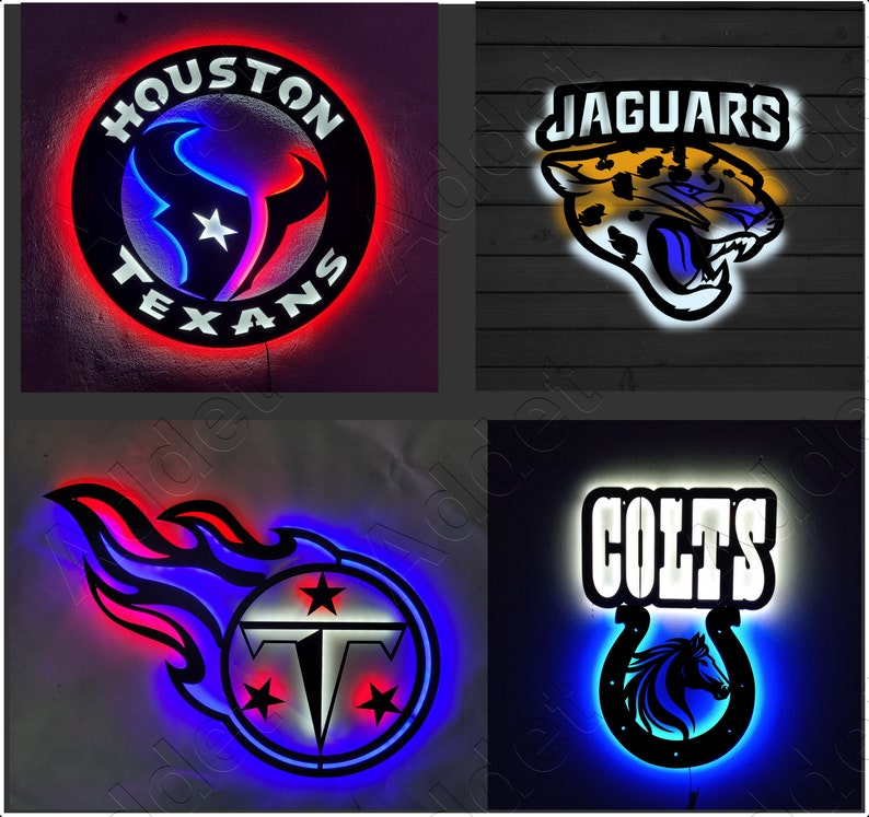 Personalized Football Team LED Metal Sign, Game Room Decor - Etsy
