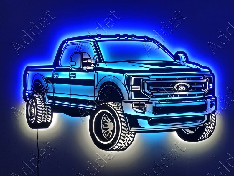 Ford, Metal Sign, Silhouette Metal Wall Art, F350, Ford F 350 Raptor ...