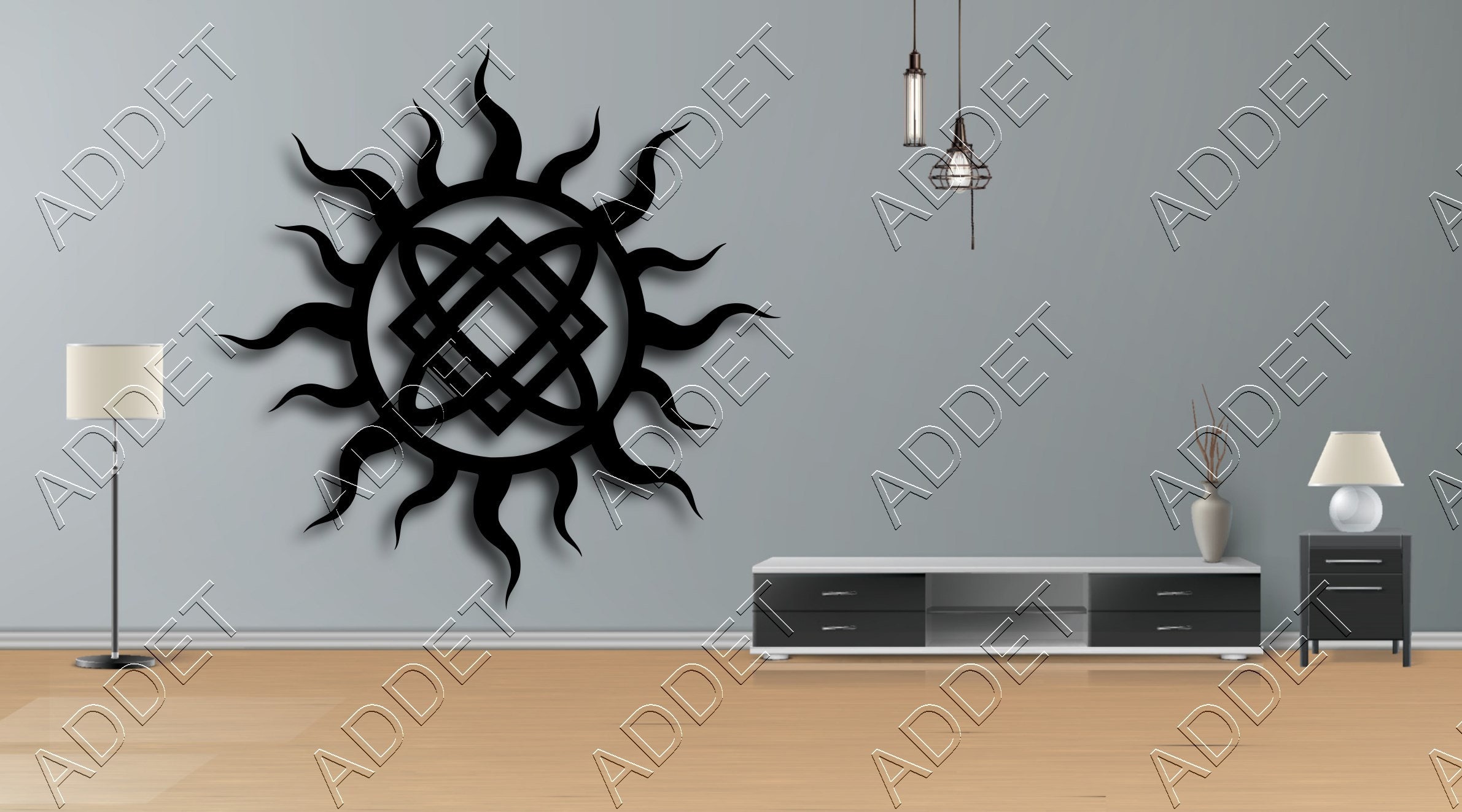 Sun and Symbol LED Wall Art, Modern Metal Sculpture With LED Light ...
