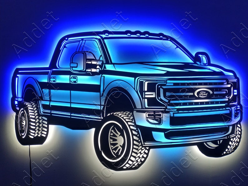 Ford, Metal Sign, Silhouette Metal Wall Art, F350, Ford F 350 Raptor ...