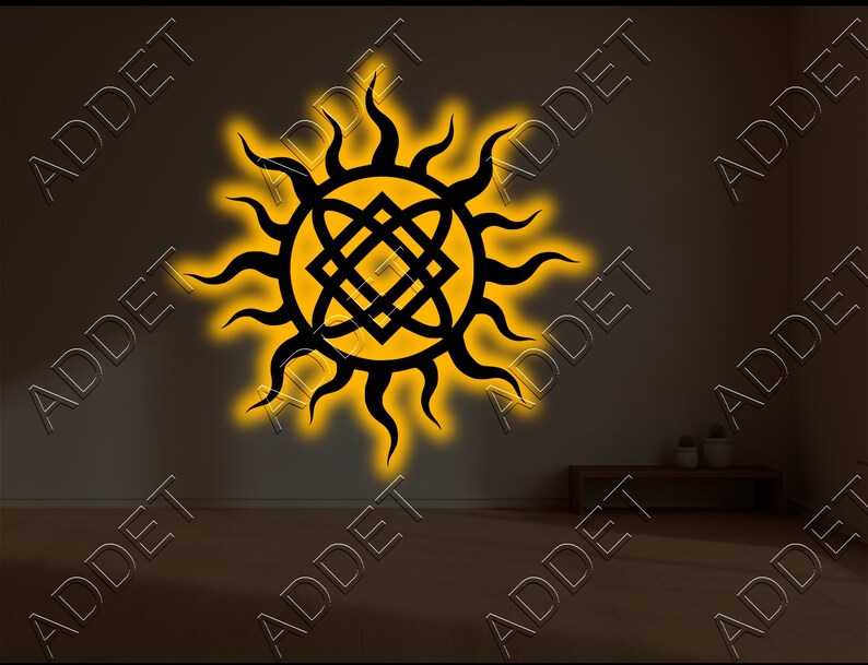 Sun and Symbol LED Wall Art, Modern Metal Sculpture With LED Light ...