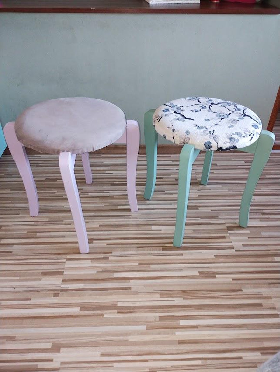 Vintage Painted Stool, Restored Stools, Wooden Stool, Reclaimed Wood ...