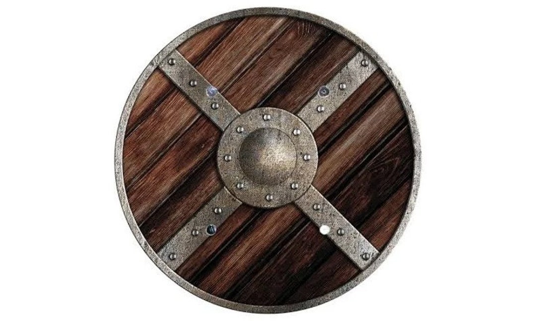 Wooden Medieval Viking Paited Shield, Knights Battle Ready Round Shield ...