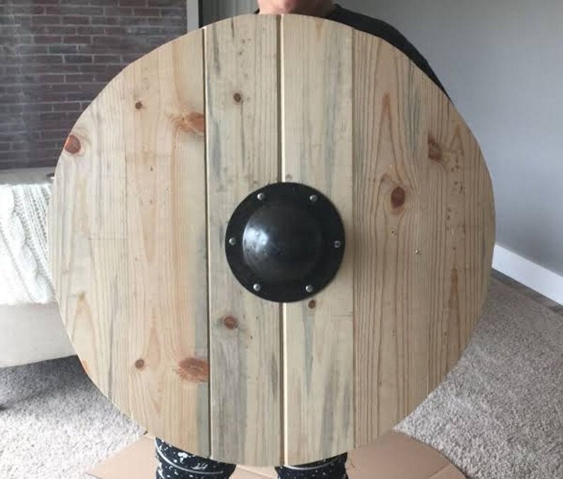 Wooden Medieval Viking Paited Shield, Knights Battle Ready Round Shield ...