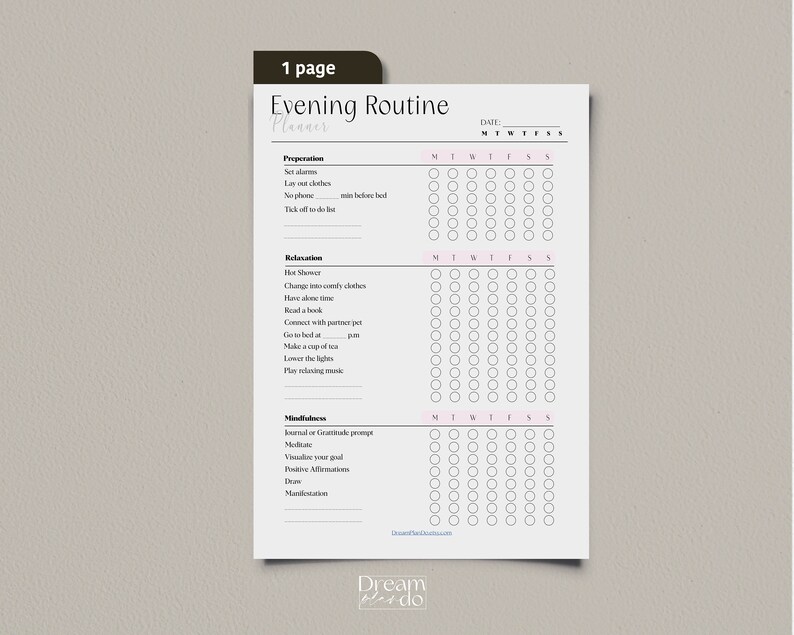 Daily Morning and Evening Routine Planner, Minimal PDF Fillable ...