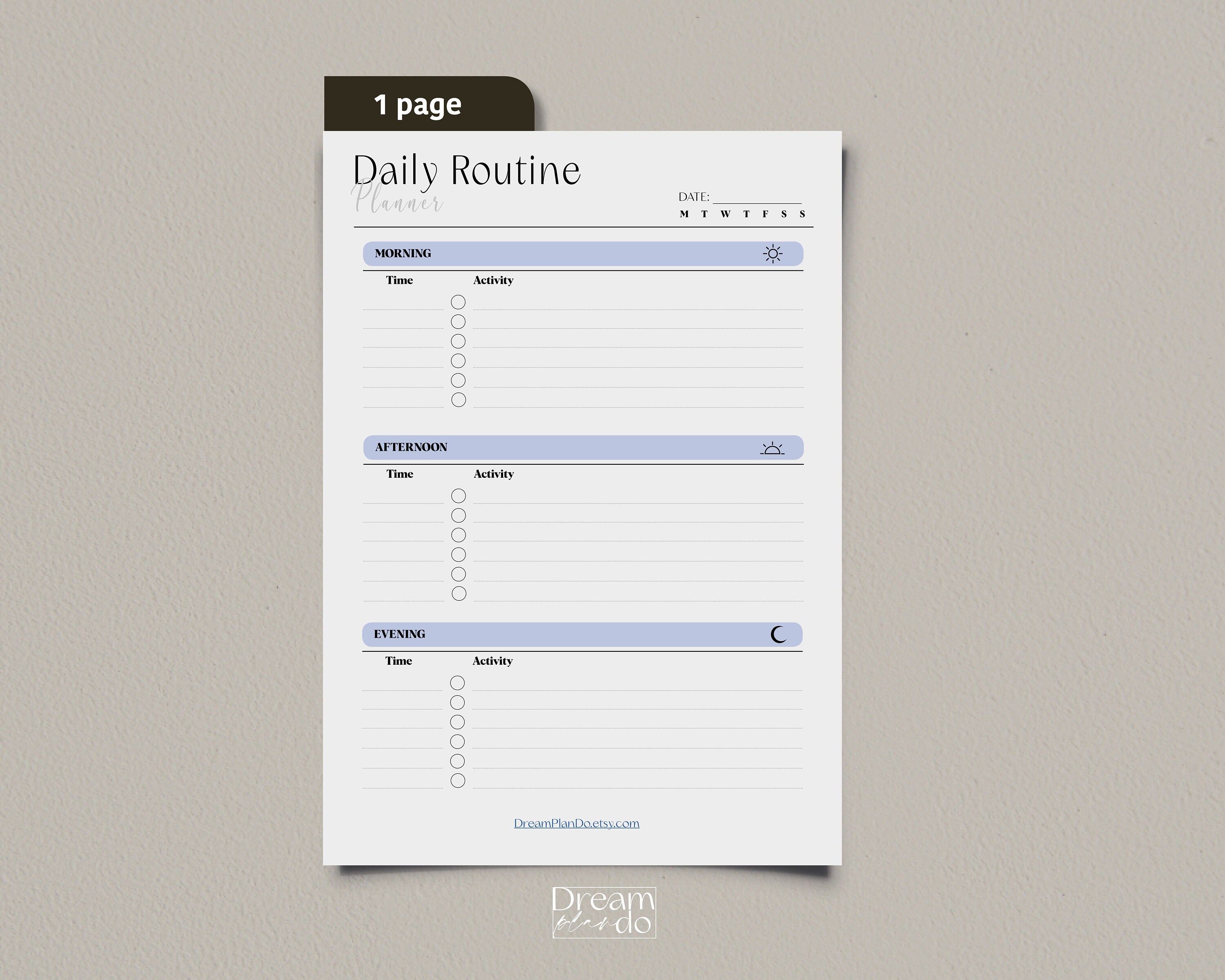 Daily Morning and Evening Routine Planner, Minimal PDF Fillable ...