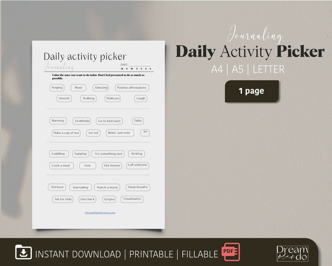 Daily Activity Planner Minimal PDF Fillable/printable Planner/ Template ...