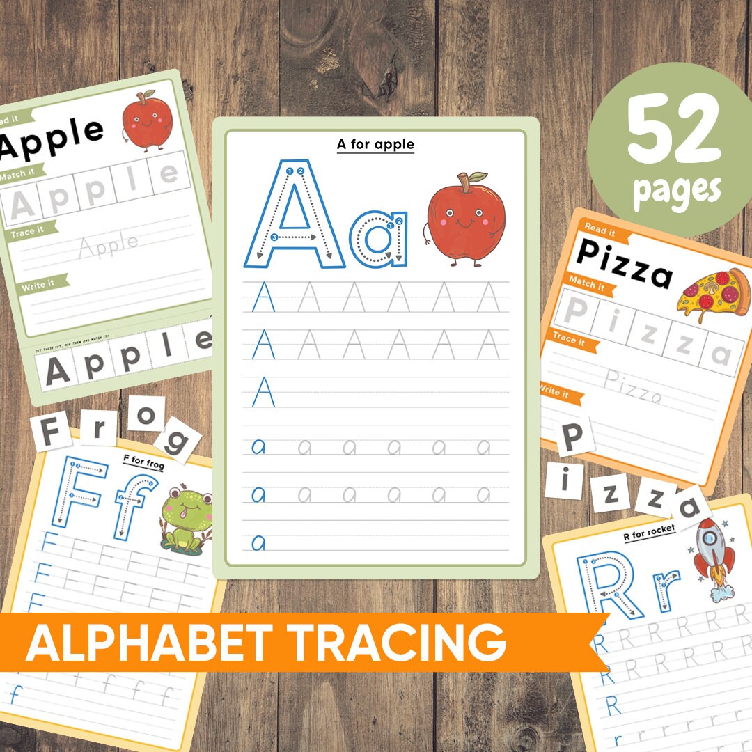 Alphabet Tracing and Worksheets, Preschool Toddler Activity, Printable ...