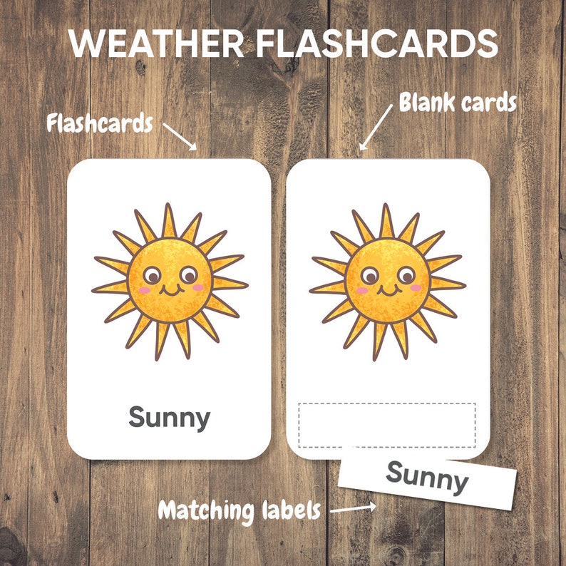 Weather Flashcards Preschool Toddler Activity Printable - Etsy