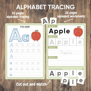 Alphabet Tracing and Worksheets, Preschool Toddler Activity, Printable ...