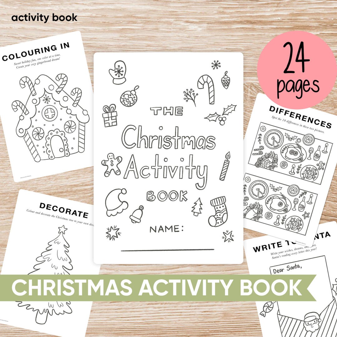 Christmas Activity Book, Printable Booklet, for Children, Loose Sheets ...