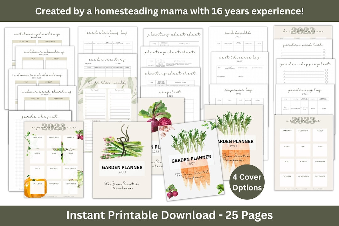 Printable 2023 Garden Planner Seed Starting Tracker Harvest Tracker ...