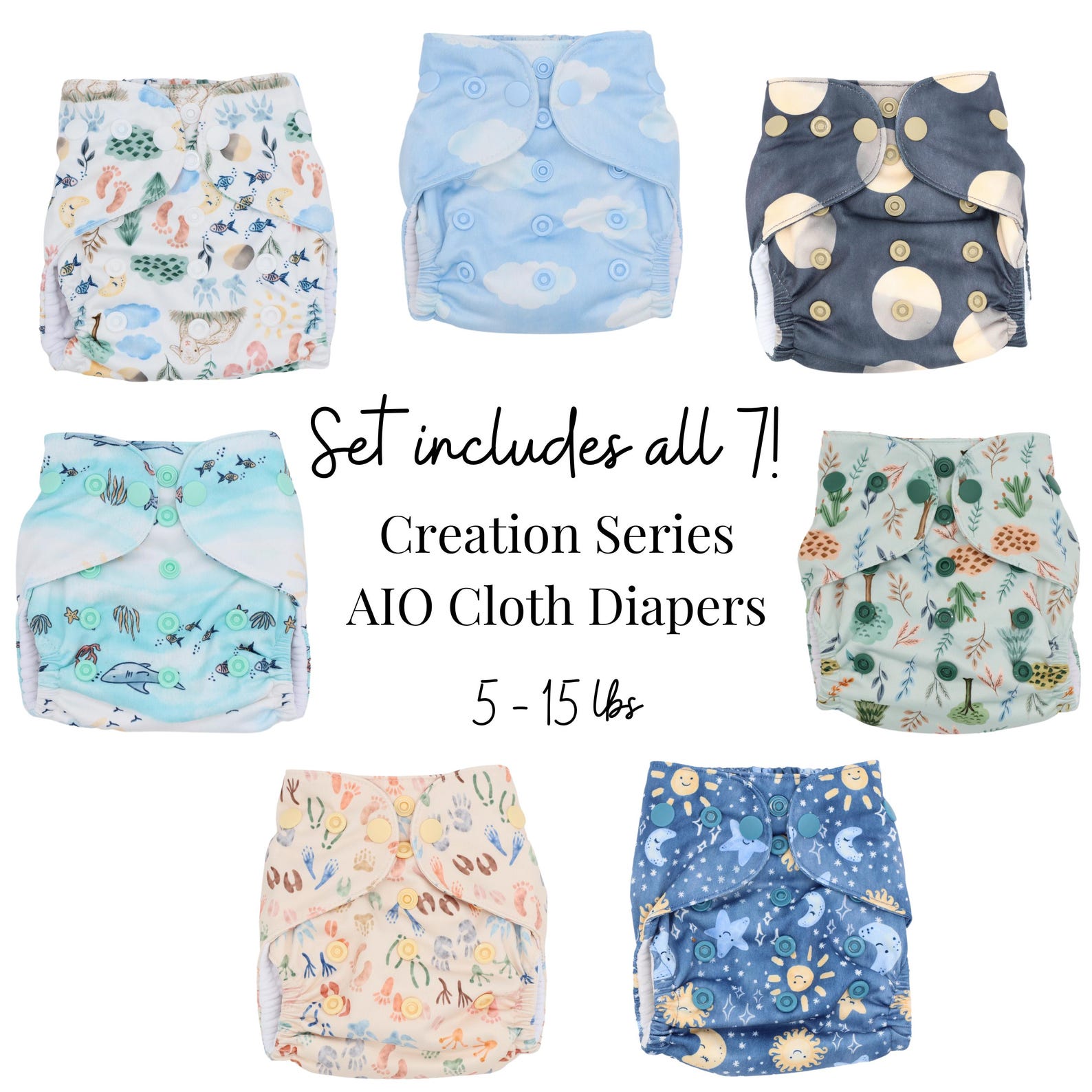 Newborn AIO Cloth Diapers {set of 7) Newborn Bamboo Cloth Diaper for ...