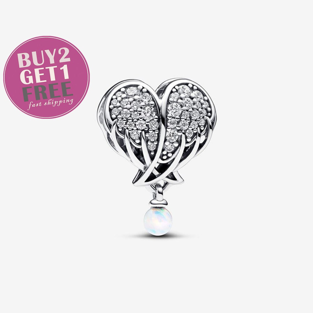 Sparkling Angel Wings Charm, Charms for Bracelet, Girl Dangle Charm ...