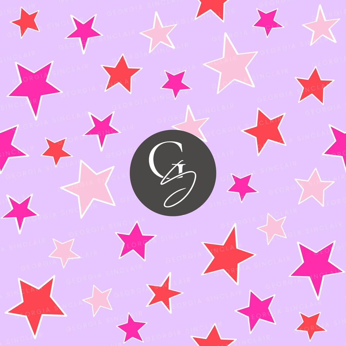 Vibrant Star Pattern, Doodle Star Design, Pink and Coral Stars, Bold ...