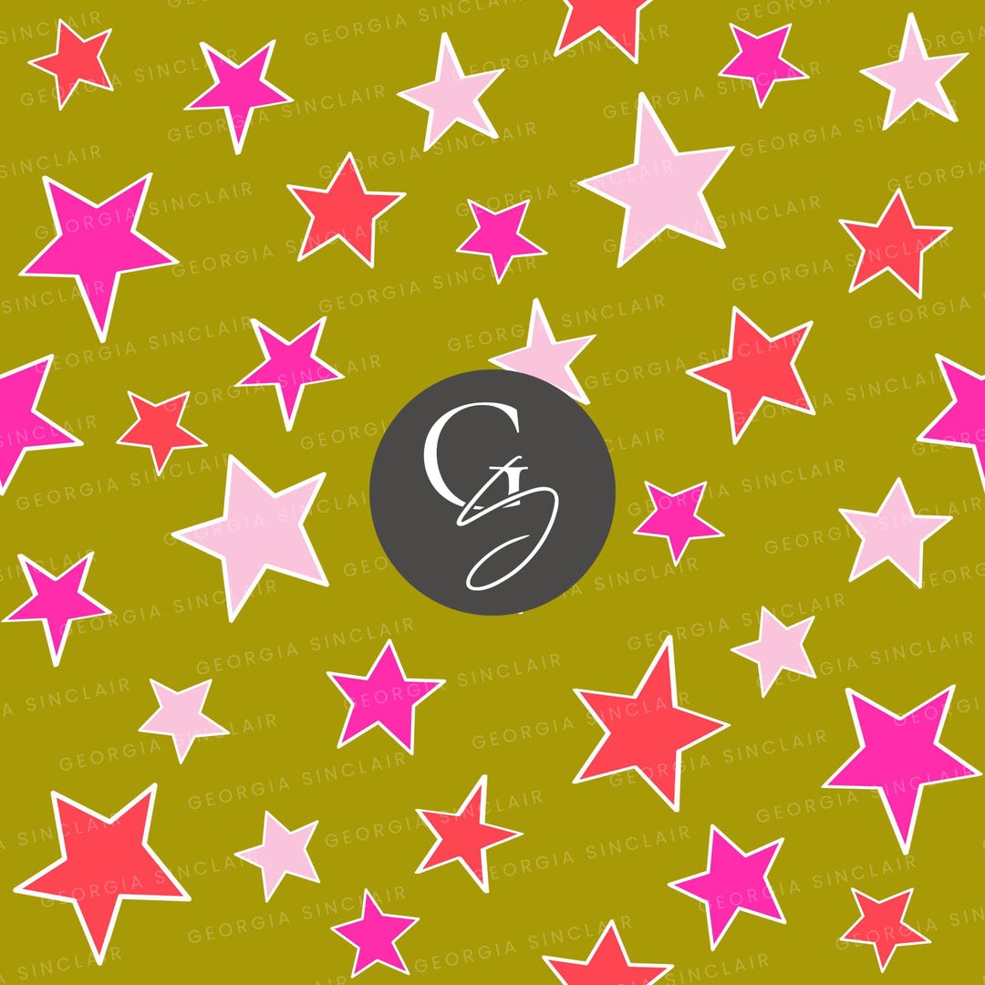 Bright Star Seamless Pattern, Green Background Stars, Vibrant Star ...