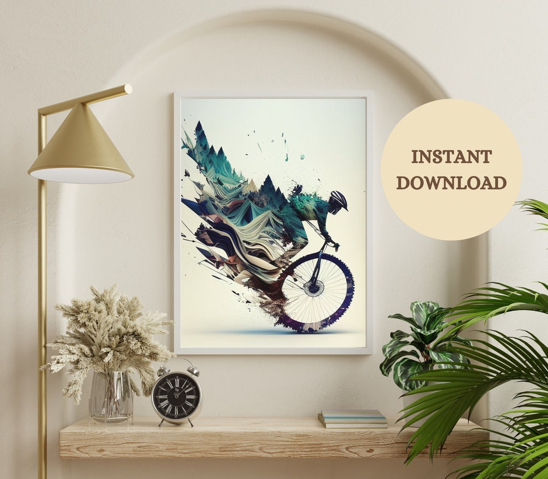 Abstract Mountain Bike Art Print, Mountain Bike Wall Art Decor ...
