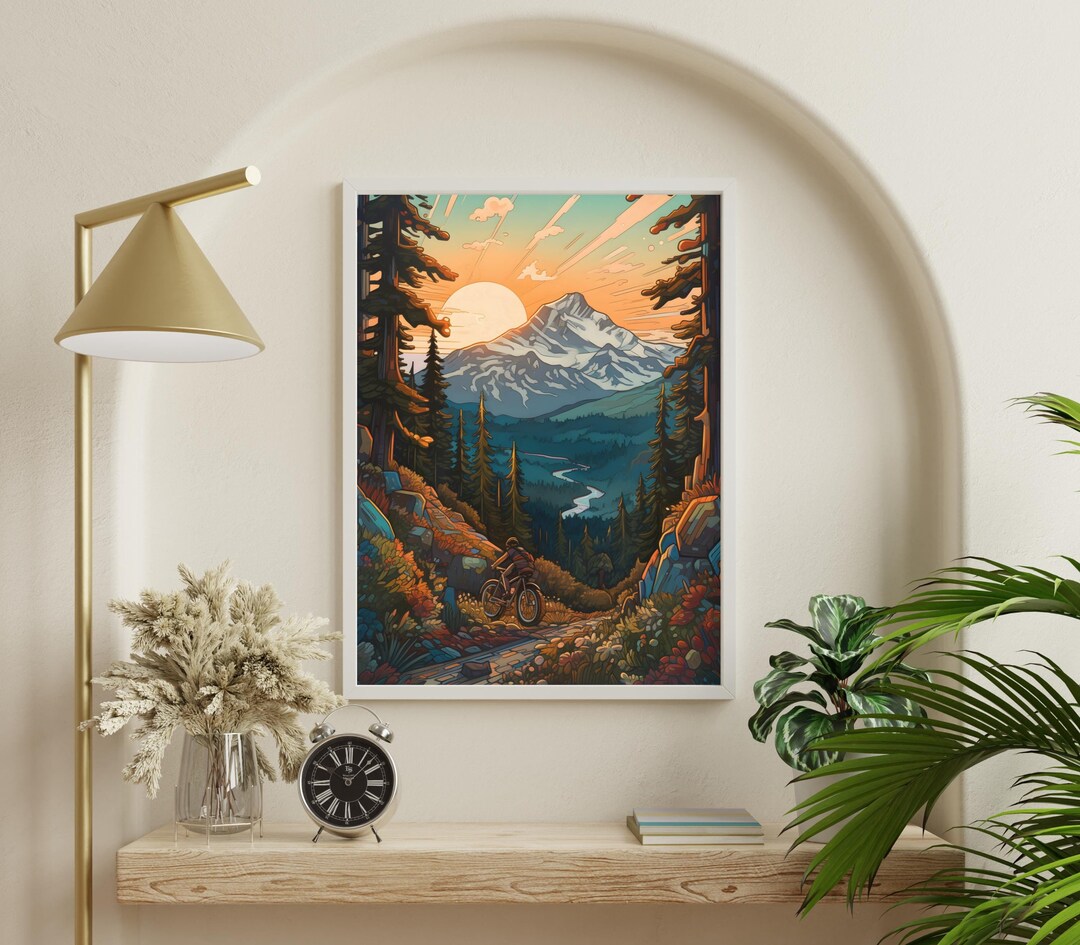Sunrise Mountain Scenery Poster, Mountain Bike Wall Art, Printable Wall ...