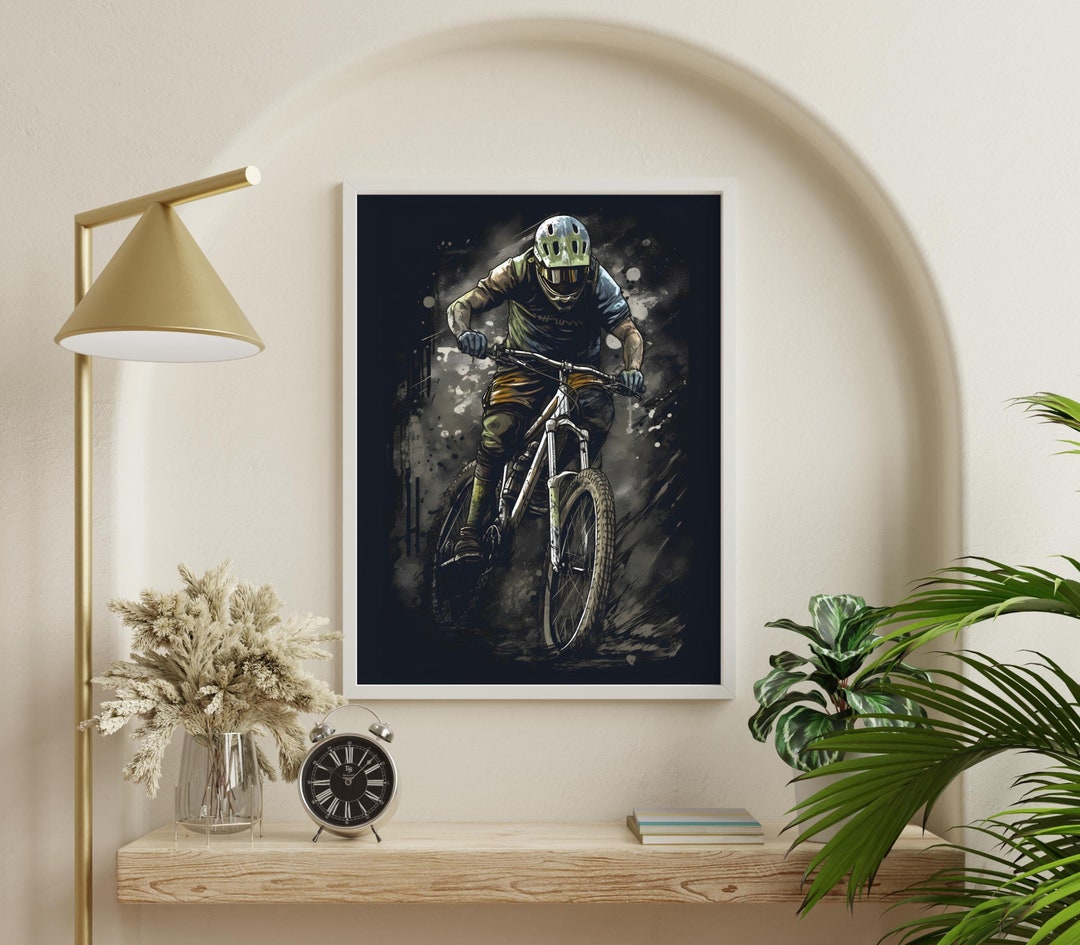 Epic Rides: Dark Mountain Biking Print - Perfect Gift for Him, Mountain ...
