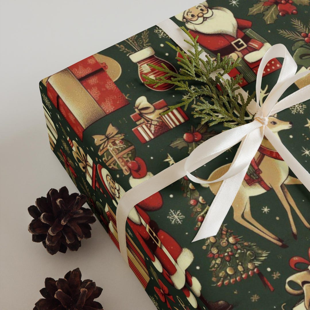 Traditional Christmas Wrapping Paper, Christmas Paper, Holiday Paper ...