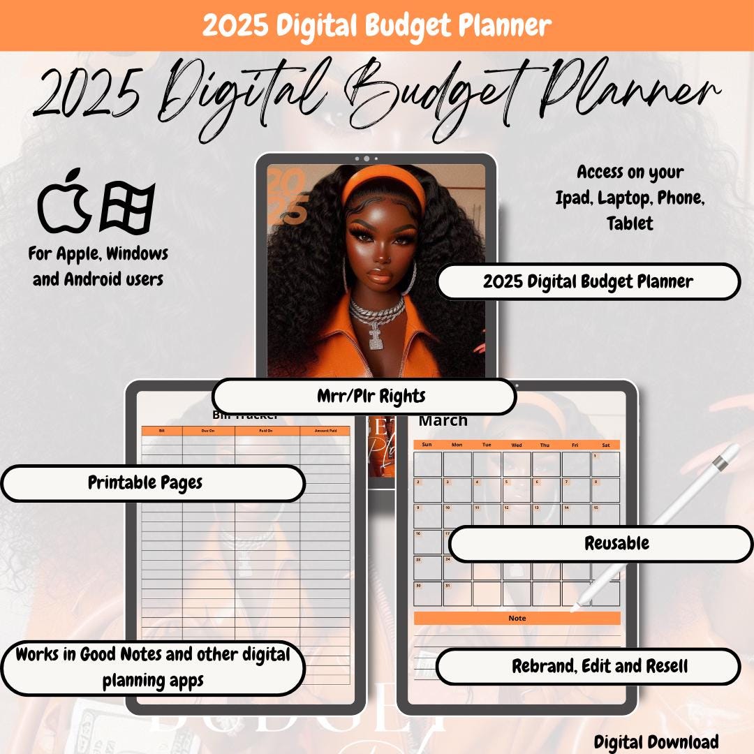 2025, Budget Planner, Digital, Monthly Budget Tracker, Finance Tracker ...