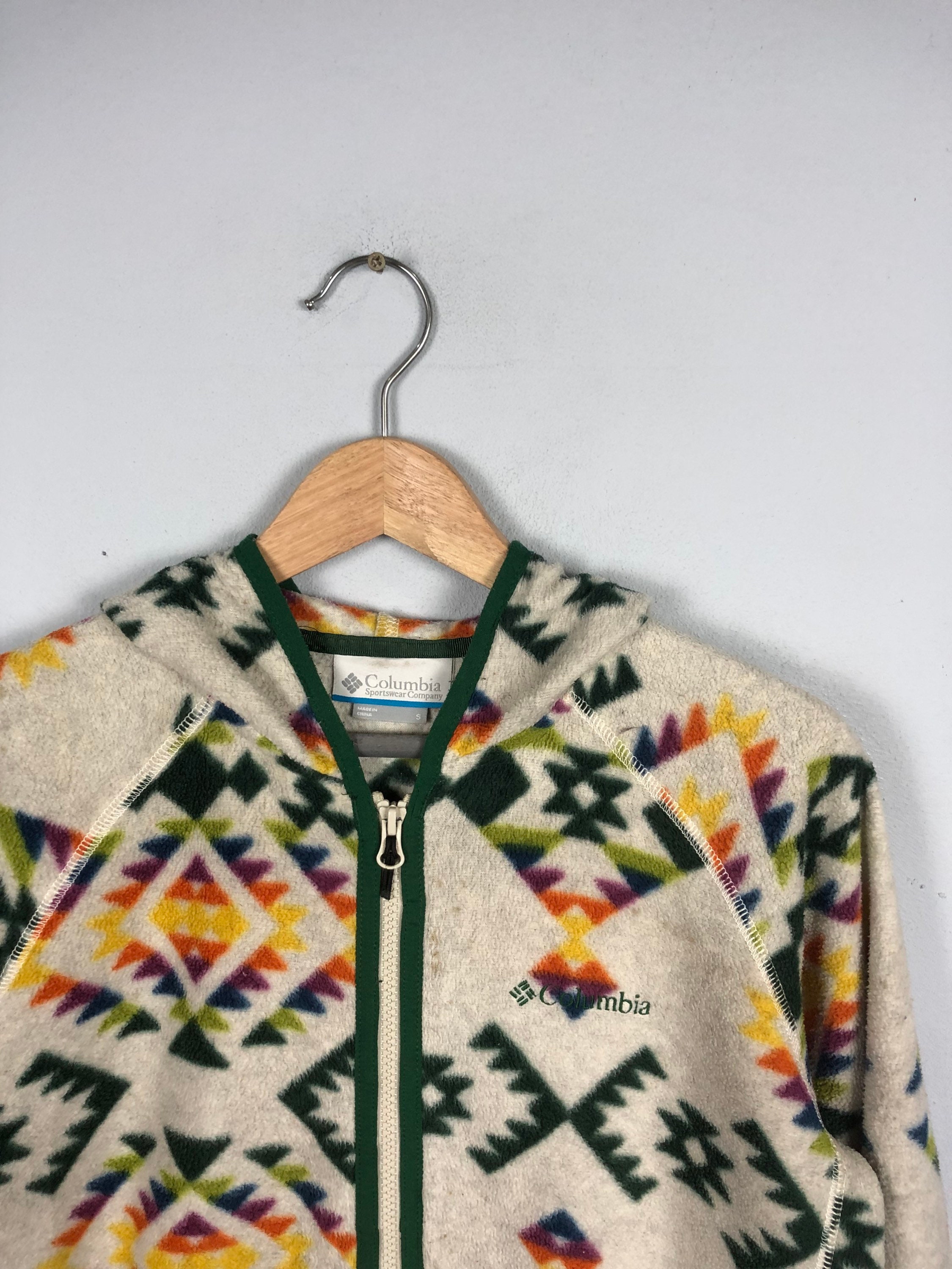 Vintage Columbia Design Aztec Native Navajo Abstrac Fleece Jacket Size ...