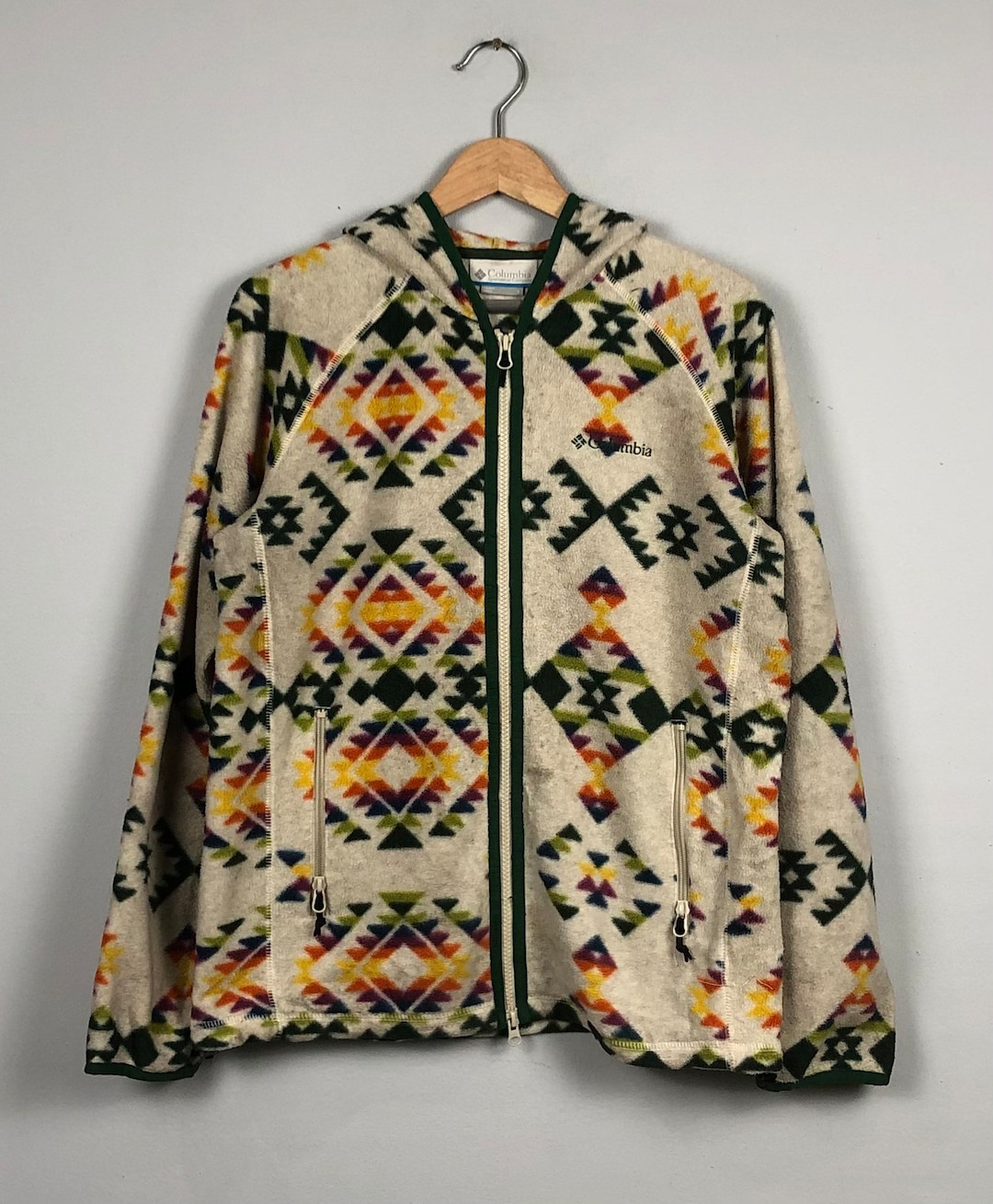 Vintage Columbia Design Aztec Native Navajo Abstrac Fleece Jacket Size ...