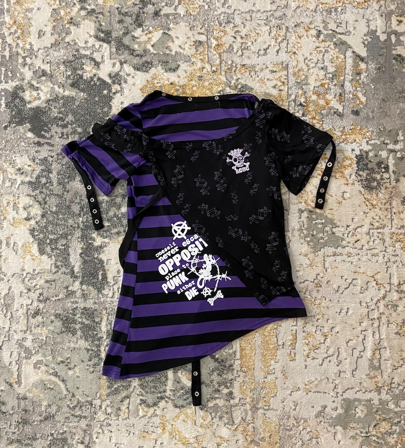 ACDC RAG Black Purple Horizontal Stripes Punk Gothic Harajuku Tshirt ...