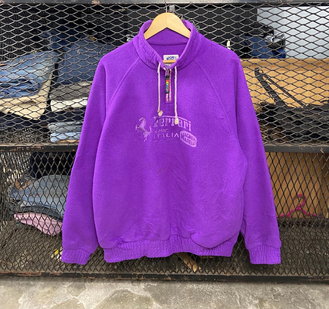Vintage 90s Magneti Marelli Ferrari Racing Motorsport Fleece Pullover Halfzipper Jacket Size L ...