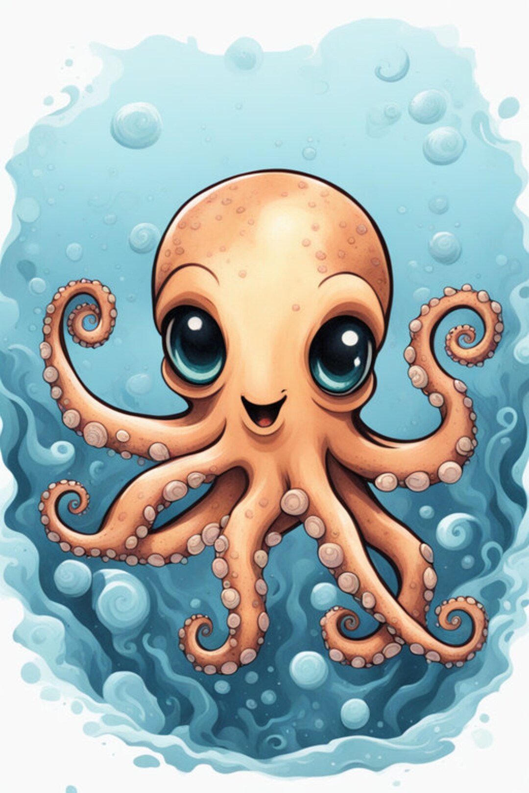 Octopus Desktop Wallpaper Adorable Underwater Baby Octopus - Etsy