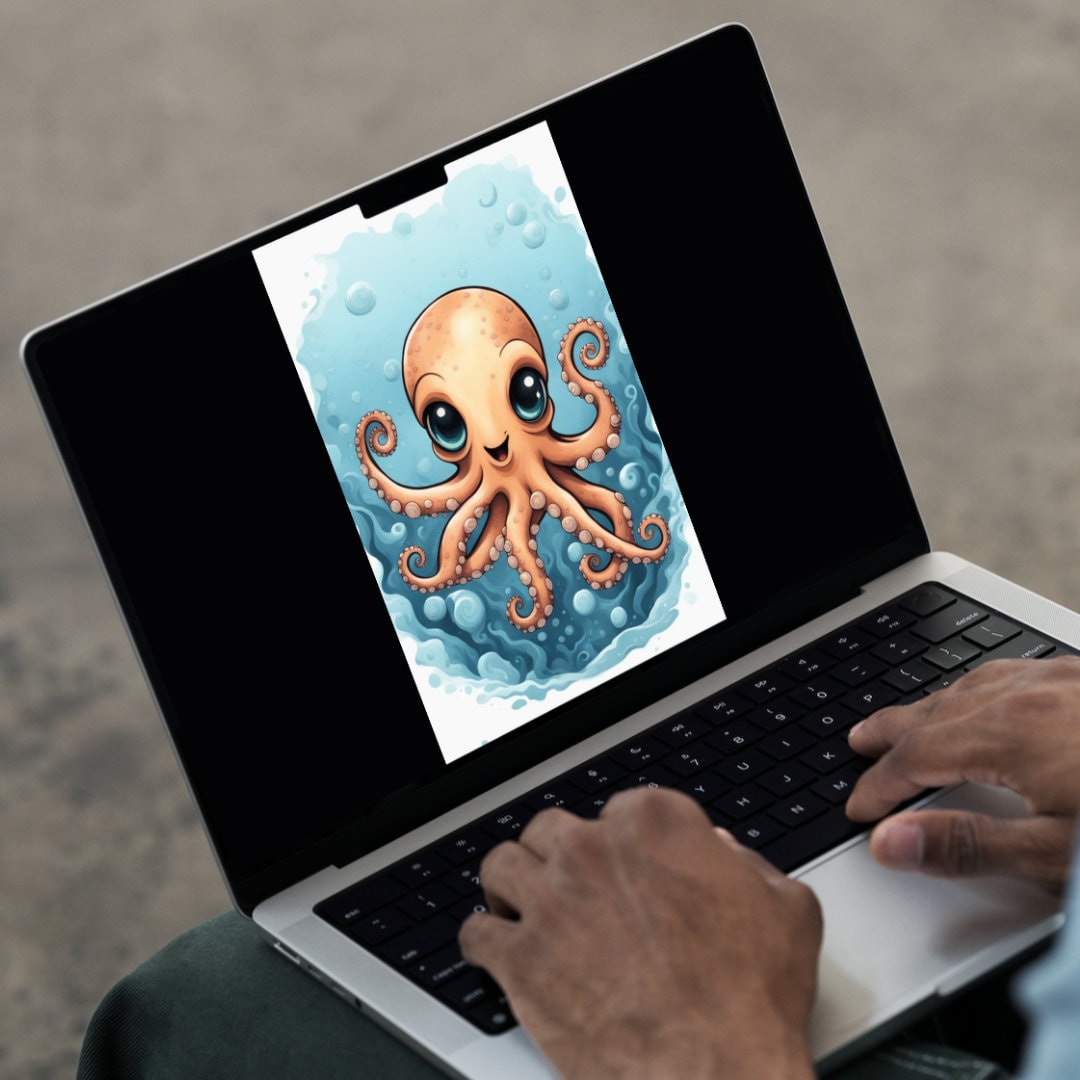 Octopus Desktop Wallpaper Adorable Underwater Baby Octopus - Etsy