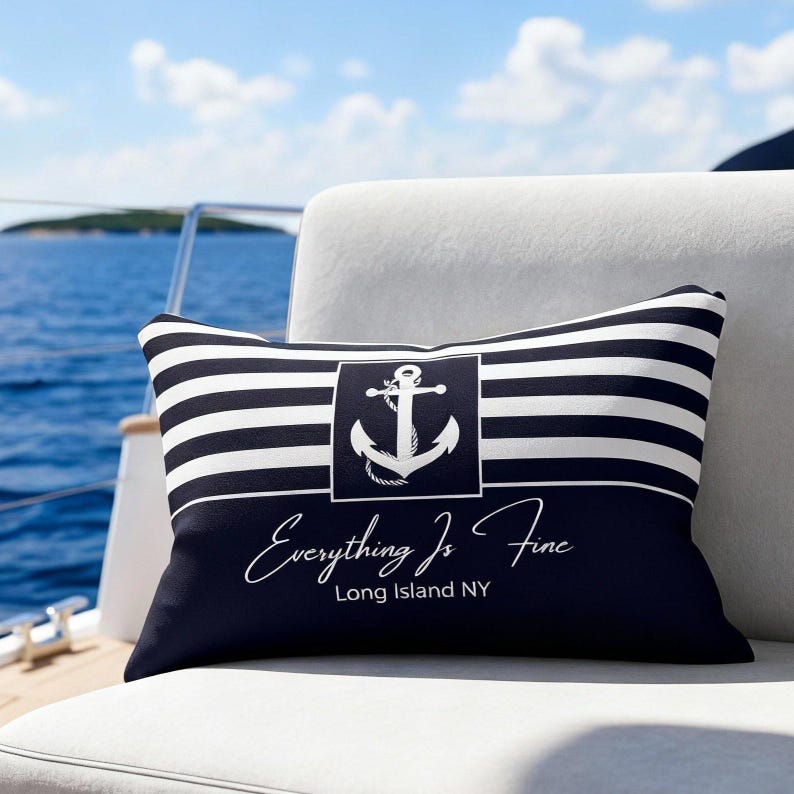 Personalized Nautical Boat Pillow: Custom Anchor Compass Design - Etsy