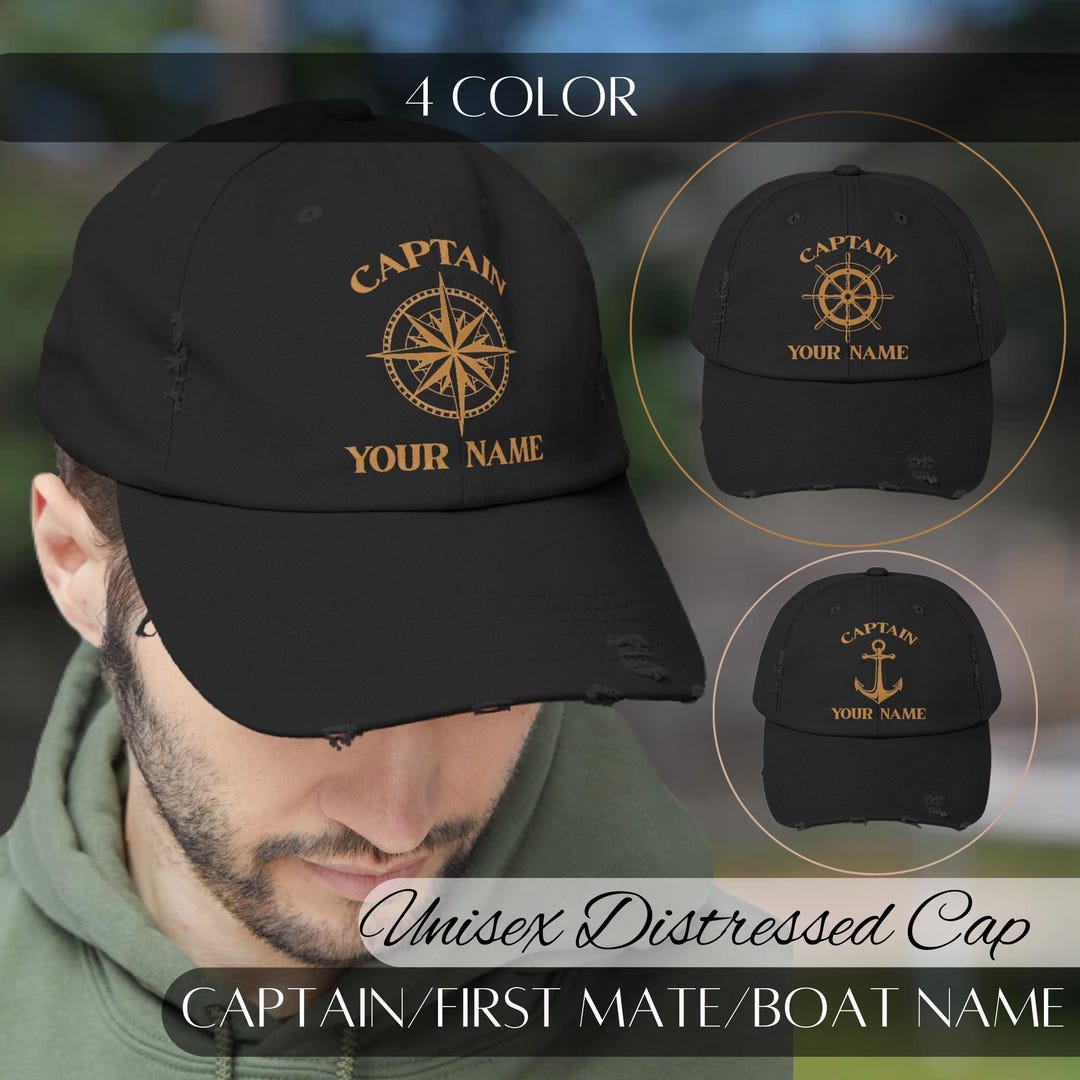 Anchor Hat, Captain Name Hat, Captain Cap, Sailor Boat Hats, Captain ...