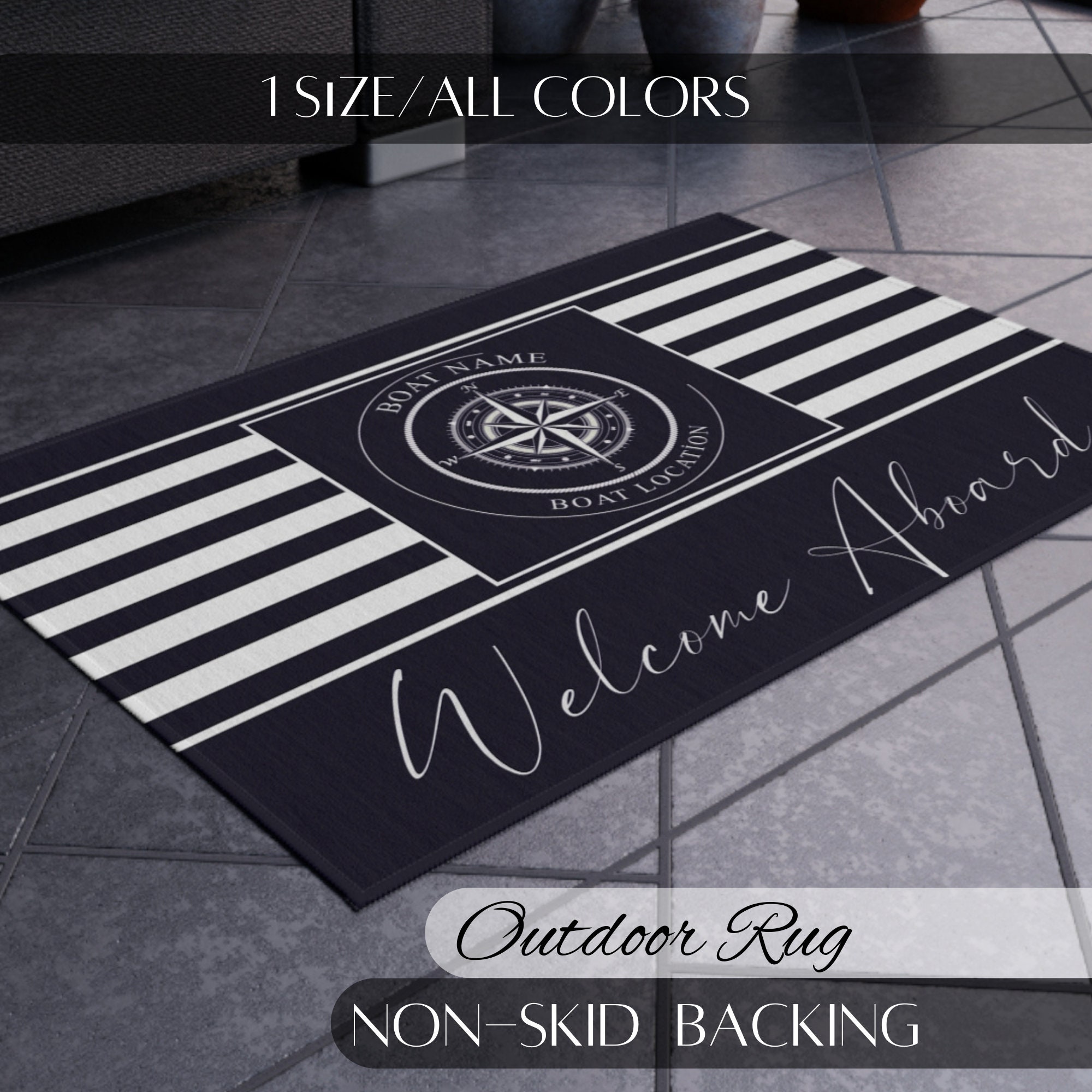 Personalized Compass Boat Mat: Non-slip Nautical Deck Decor - Etsy