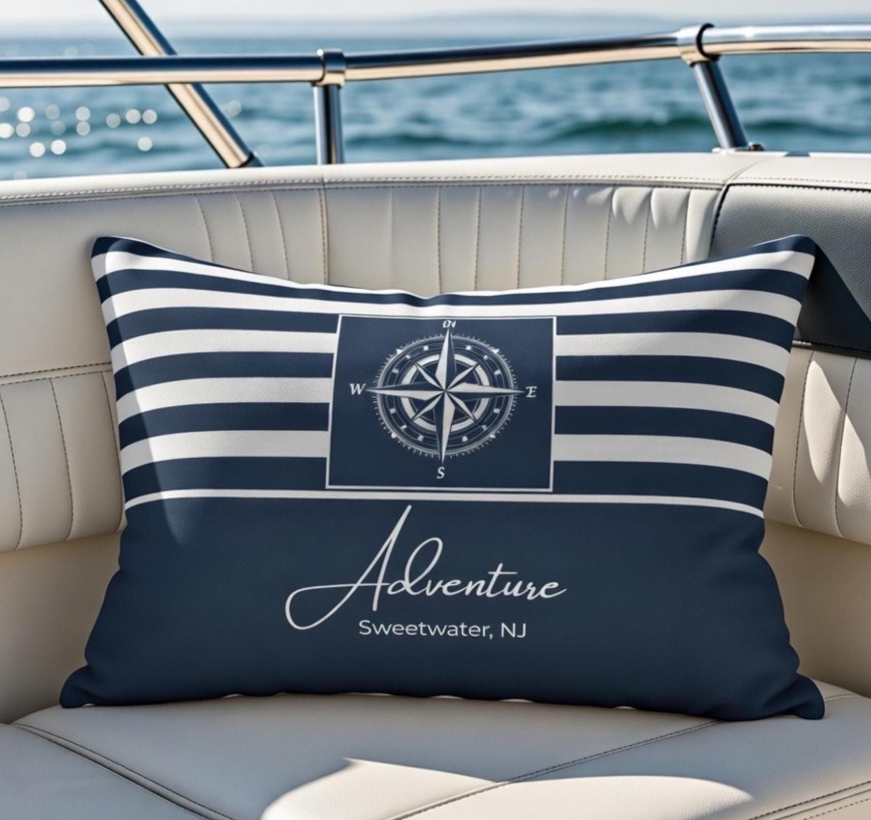 Personalized Nautical Boat Pillow: Custom Anchor Compass Design - Etsy