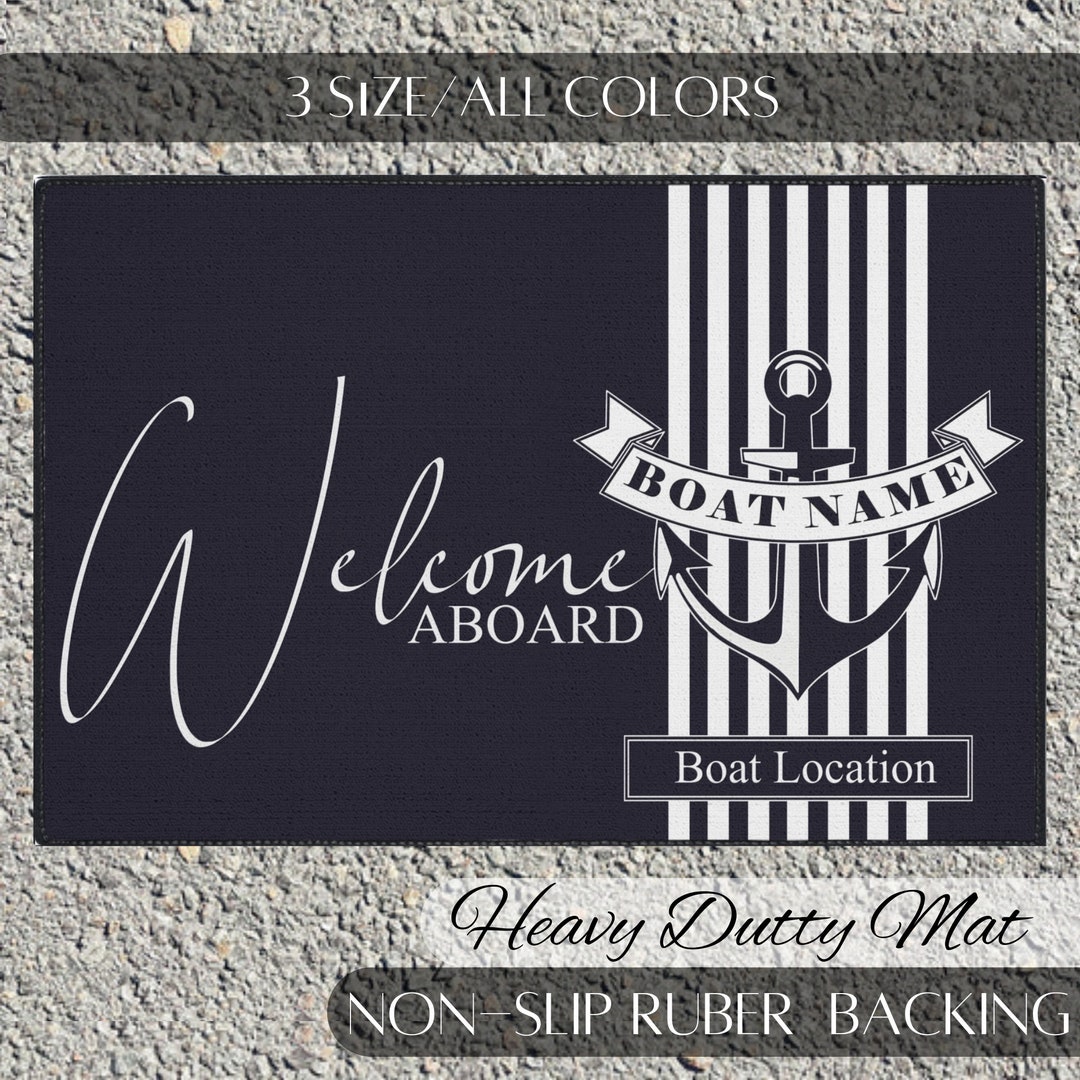 Personalized Boat Name Mat: Welcome Aboard Gift, Non-slip Rubber Backed ...