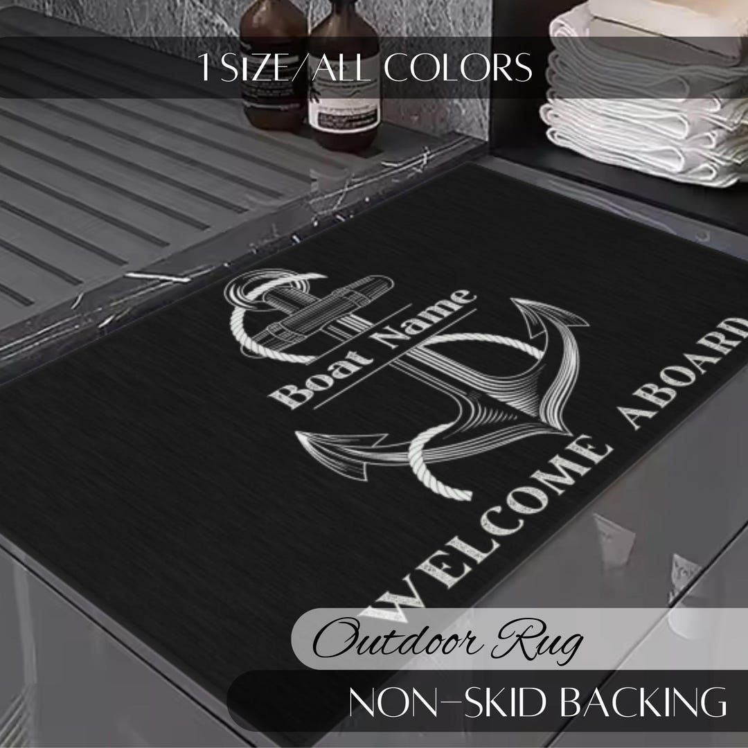 Custom Boat Welcome Mat, Boat Name Mat, Welcome Aboard Rug, Gift for ...